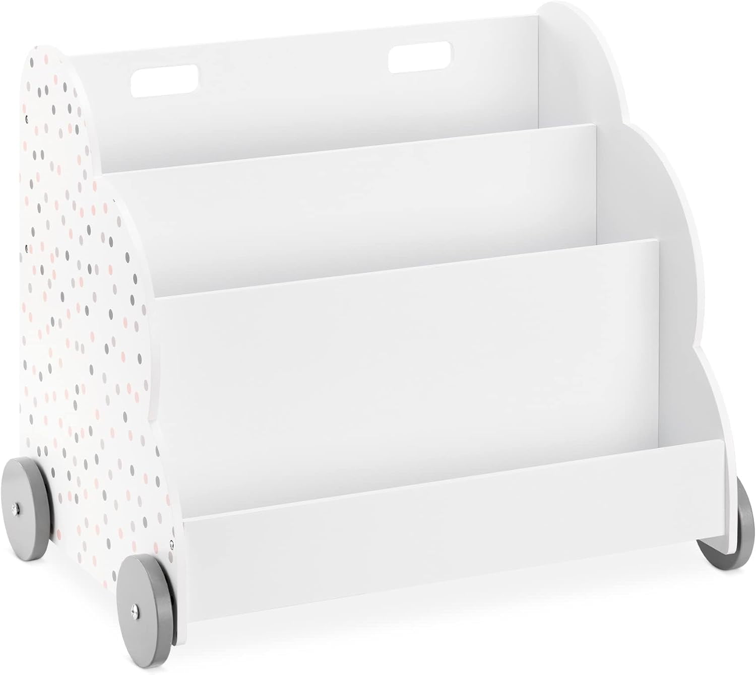 Kids Bookcase - Childrens Bookshelf with Wheels and 3 Book Storage ...