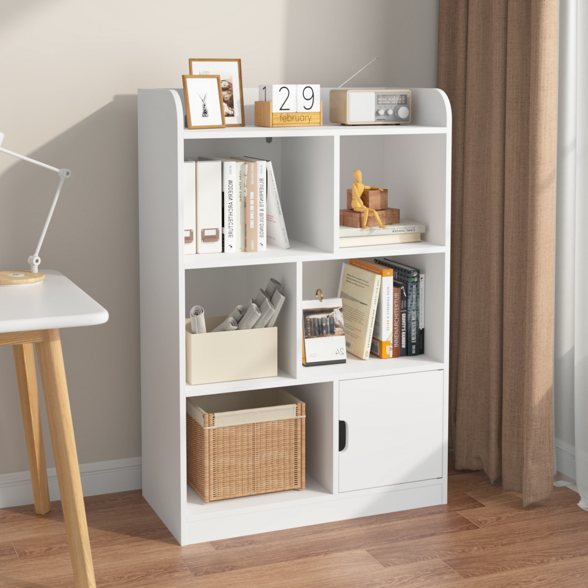 Kids Bookcase and Toy Storage, Deep 6-Cube Kids Bookshelf Toy Organizer ...