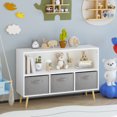 Kids Bookcase With Collapsible Fabric Drawers Children's Book Display ...