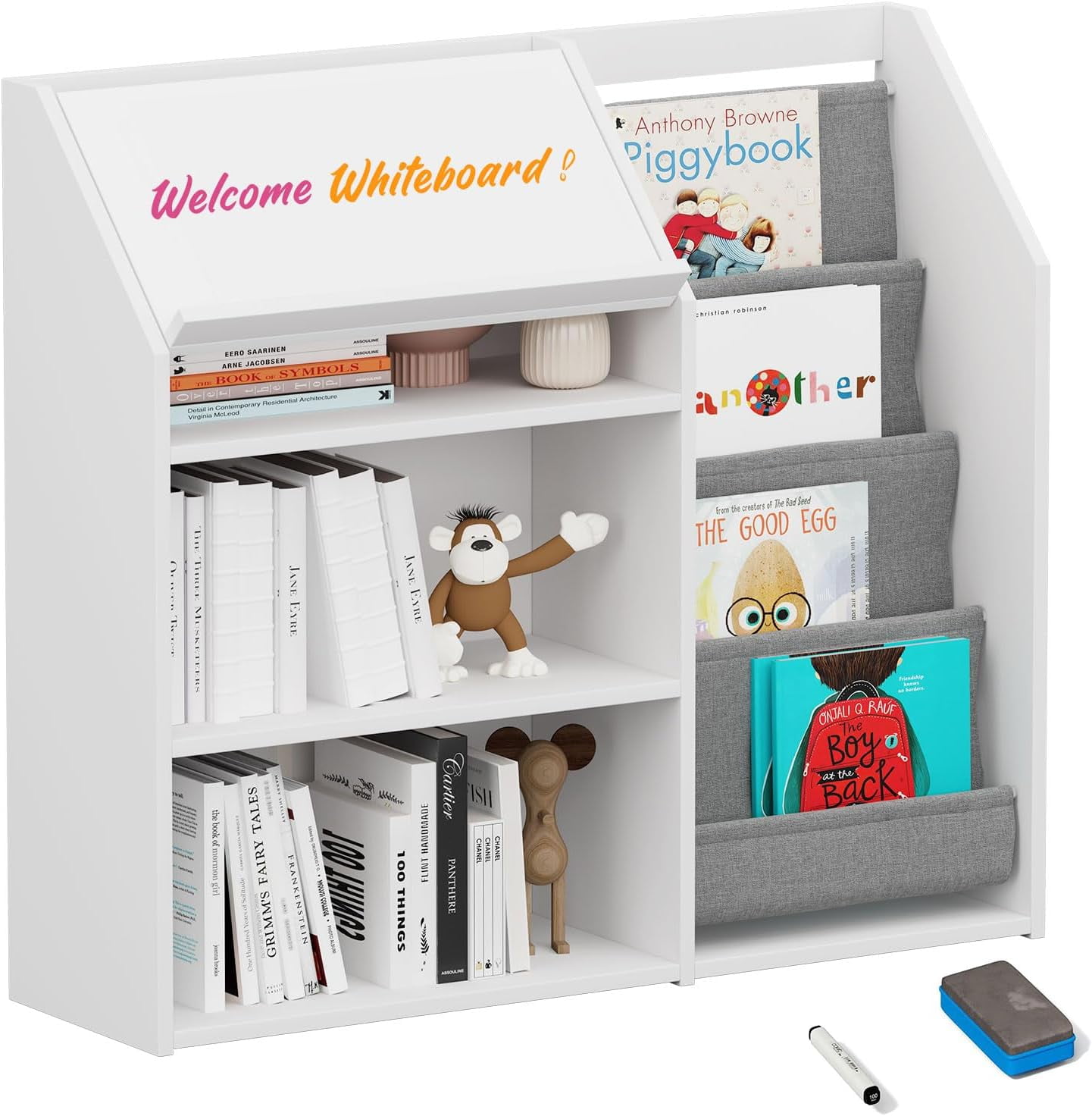 Kids Bookshelf 2-Tier Wooden,5 Layer Sling Front Facing Toddler ...