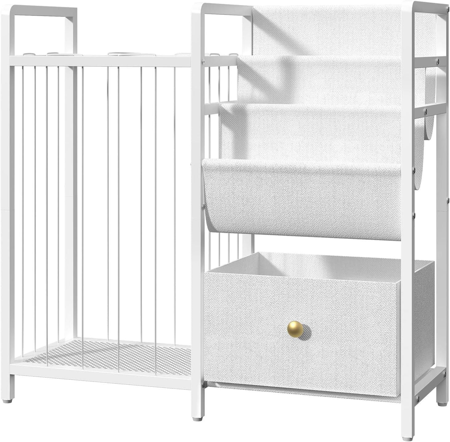 Kids Bookshelf, 3-Tier Book Shelf with Stuffed Animal Net and Drawer ...