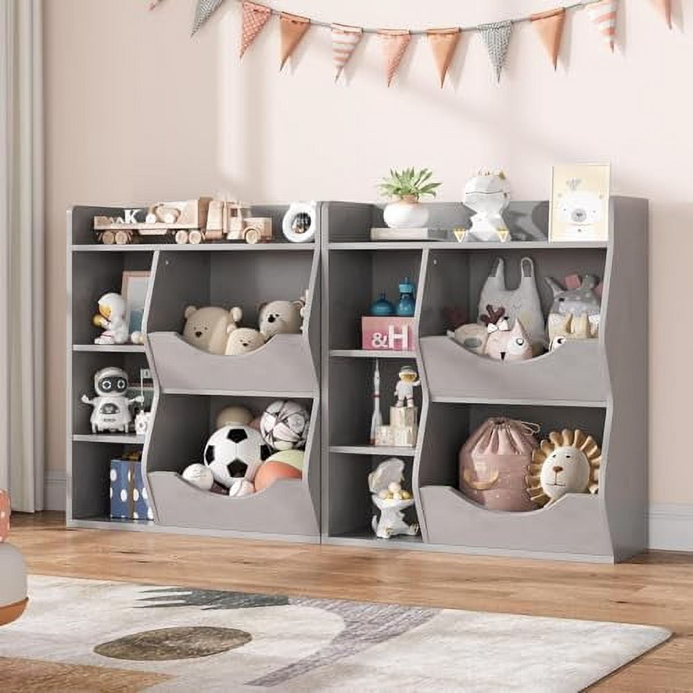 Kids Bookshelf 3-Tier Toy Storage Organizer Double Side Toy Shelf- 5 ...