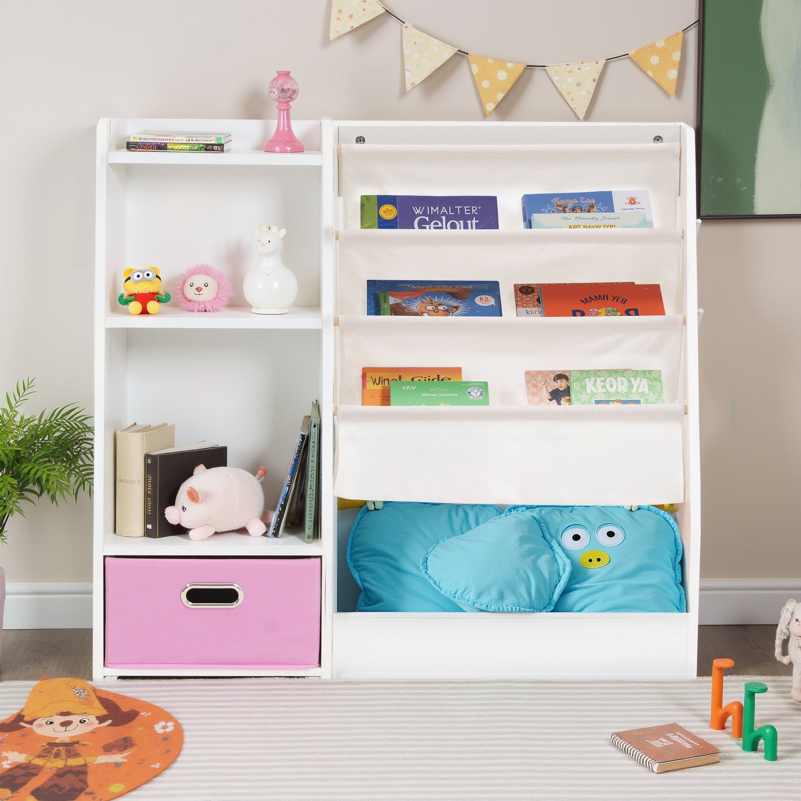 Kids Bookshelf, 4 Tier Toddler Book Display Shelves 31.5' H Storage ...