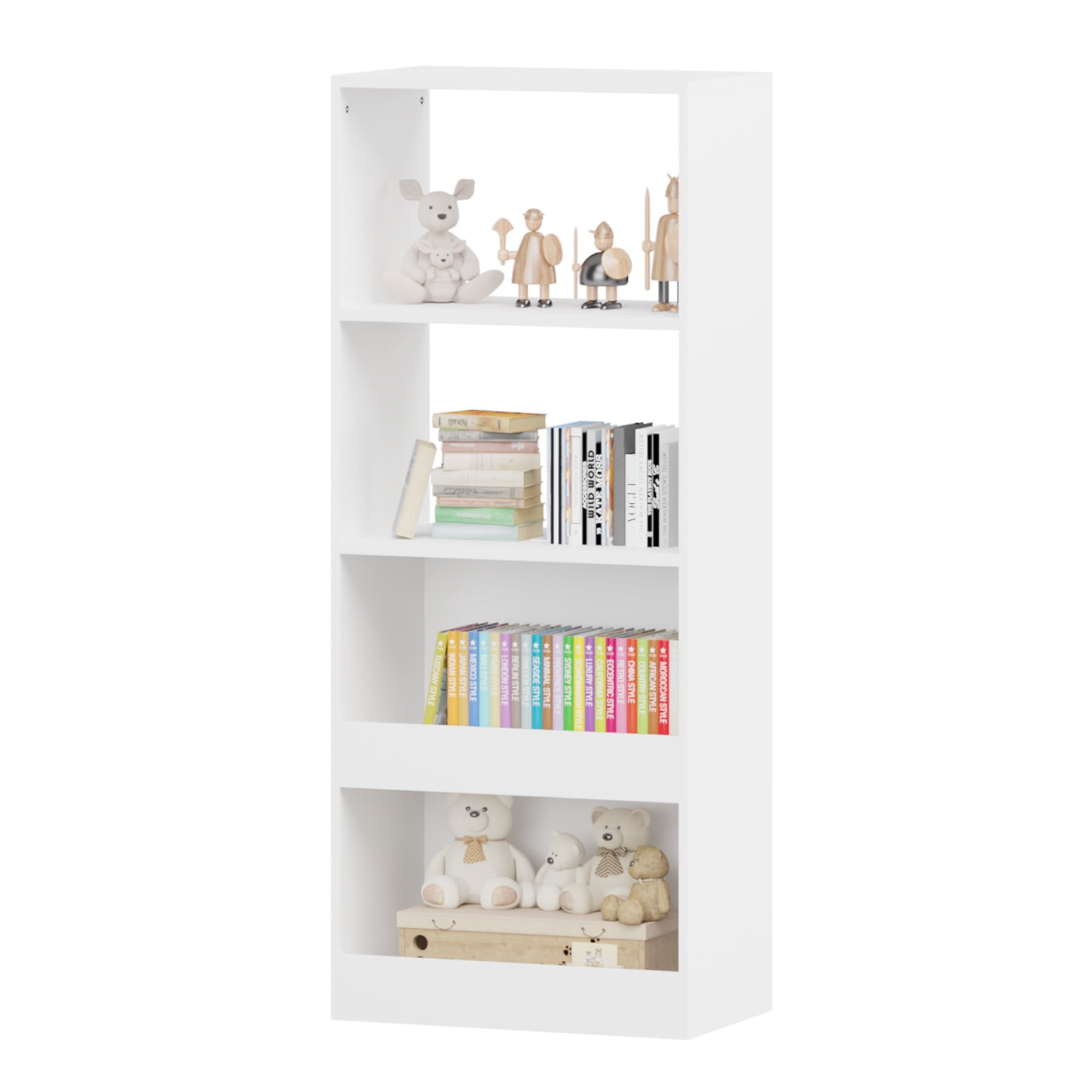 Kids Bookshelf, 4-Tiers Children's Bookcases and Storage, Kids Bookcase ...