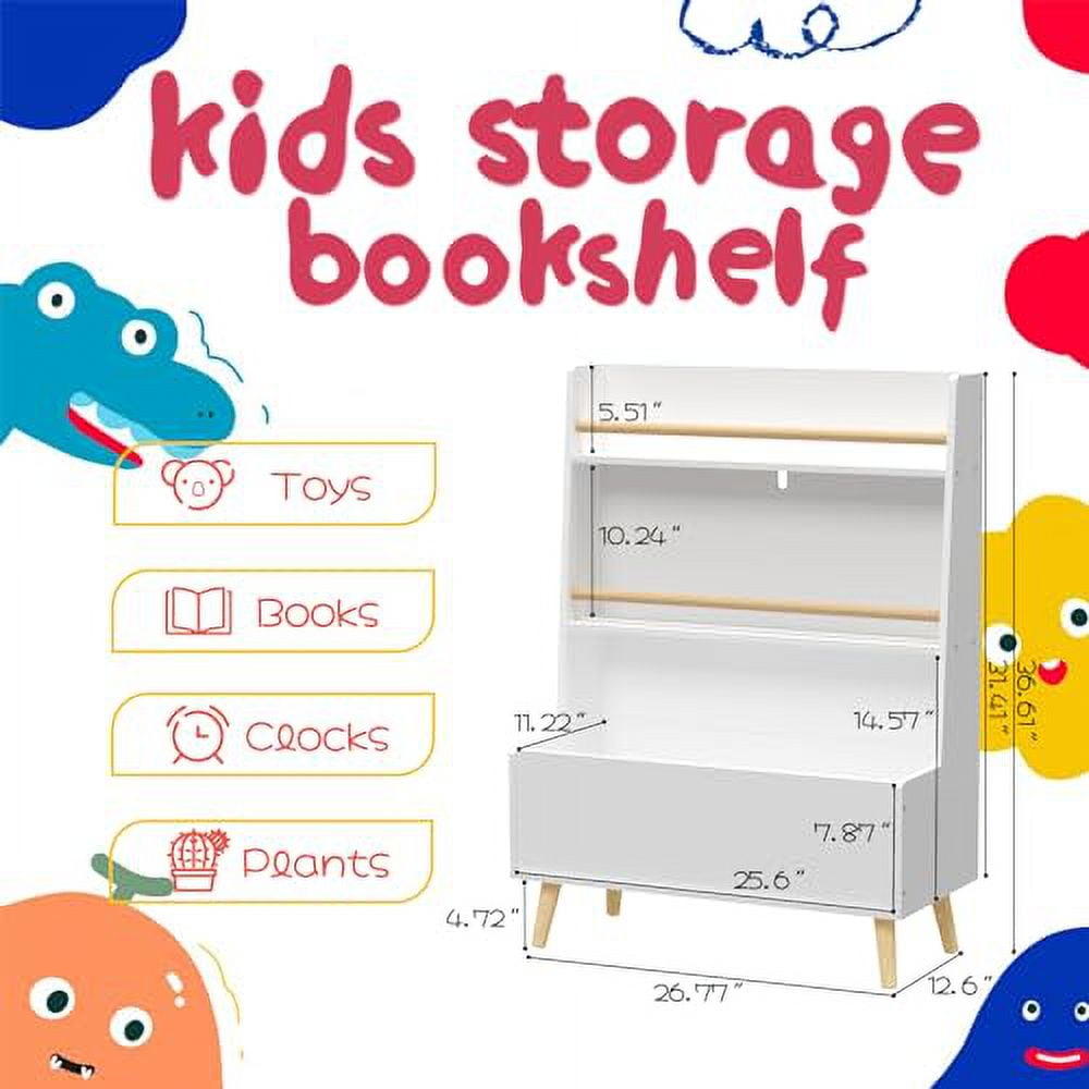 Kids Bookshelf, Children's Book and Toy Display Rack, Toy Storage ...