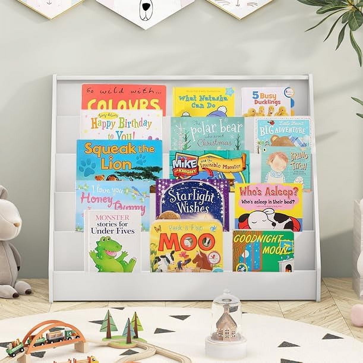Kids Bookshelf, Front Facing Children Bookcase with Deep Compartments ...