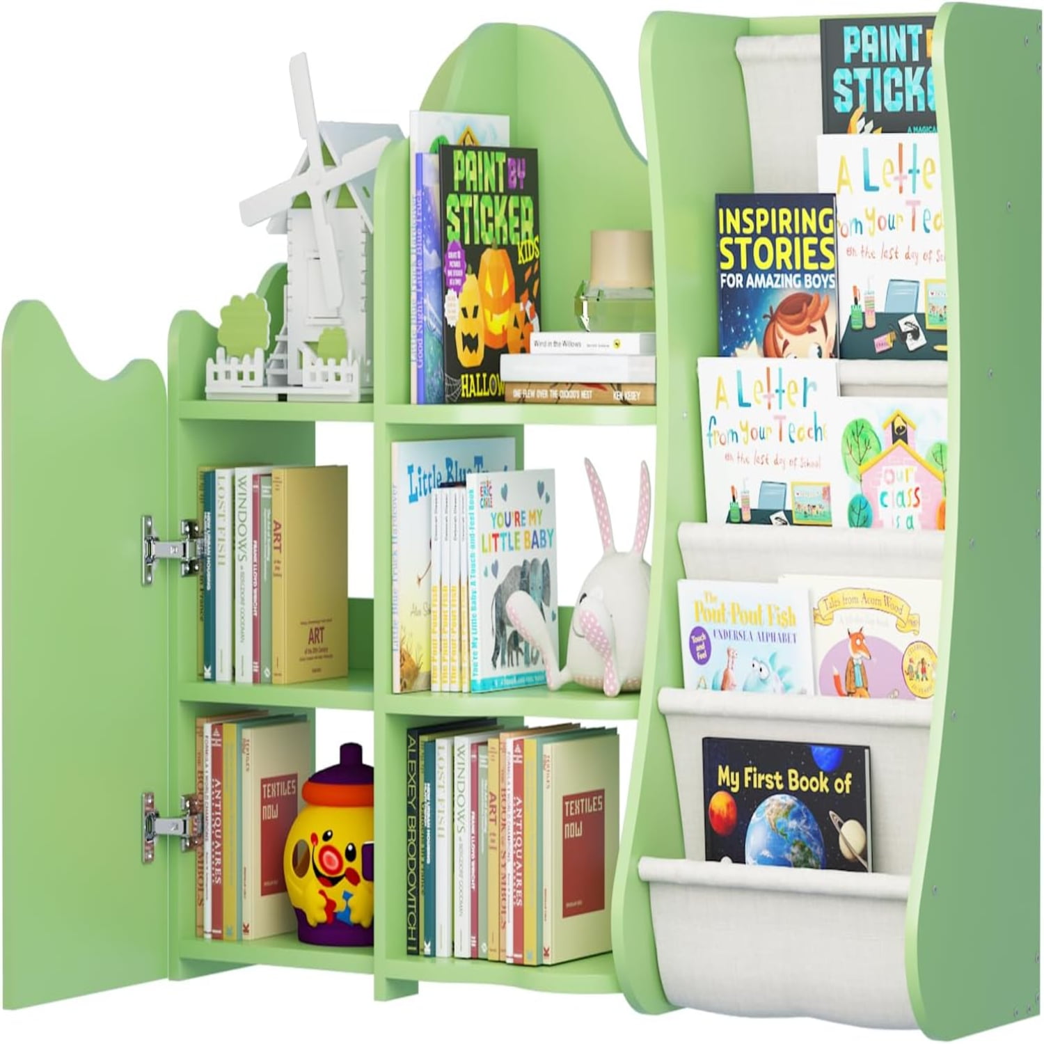 Kids Bookshelf Little Bear Toddler Book Rack 4-Tier Baby Child Bookcase ...