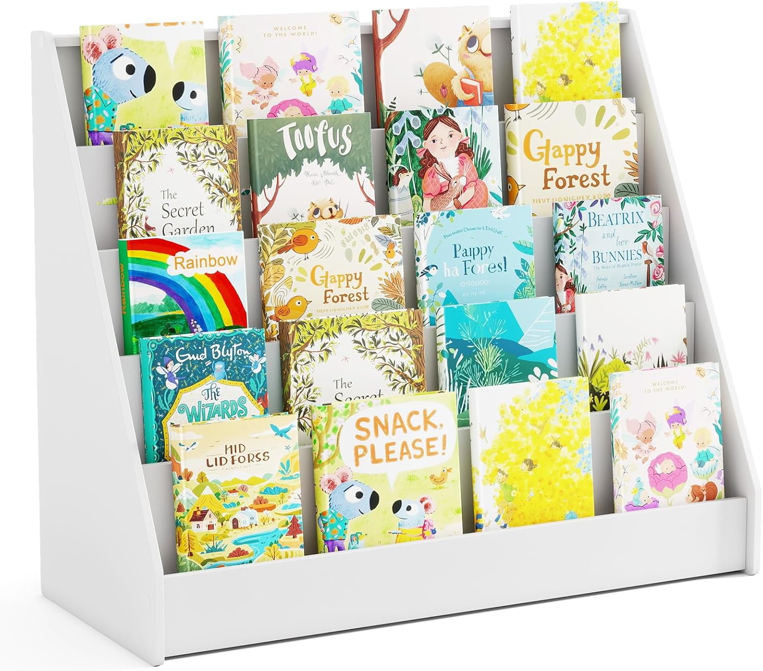 Kids Bookshelf, Nursery Book Shelves w/ 5 Tier Book Racks, Small ...