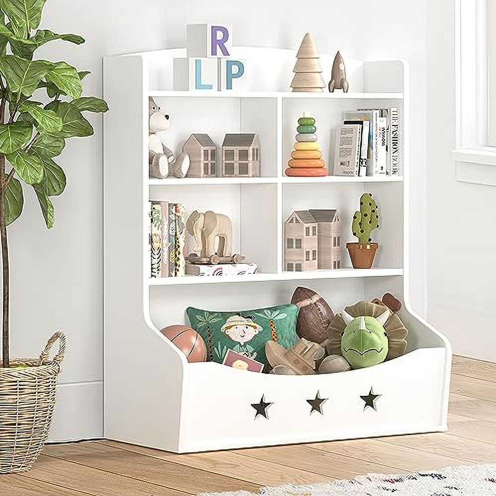 Kids Bookshelf, Three-and-a-Half Tier Wooden Bookcase, Bookshelf for ...