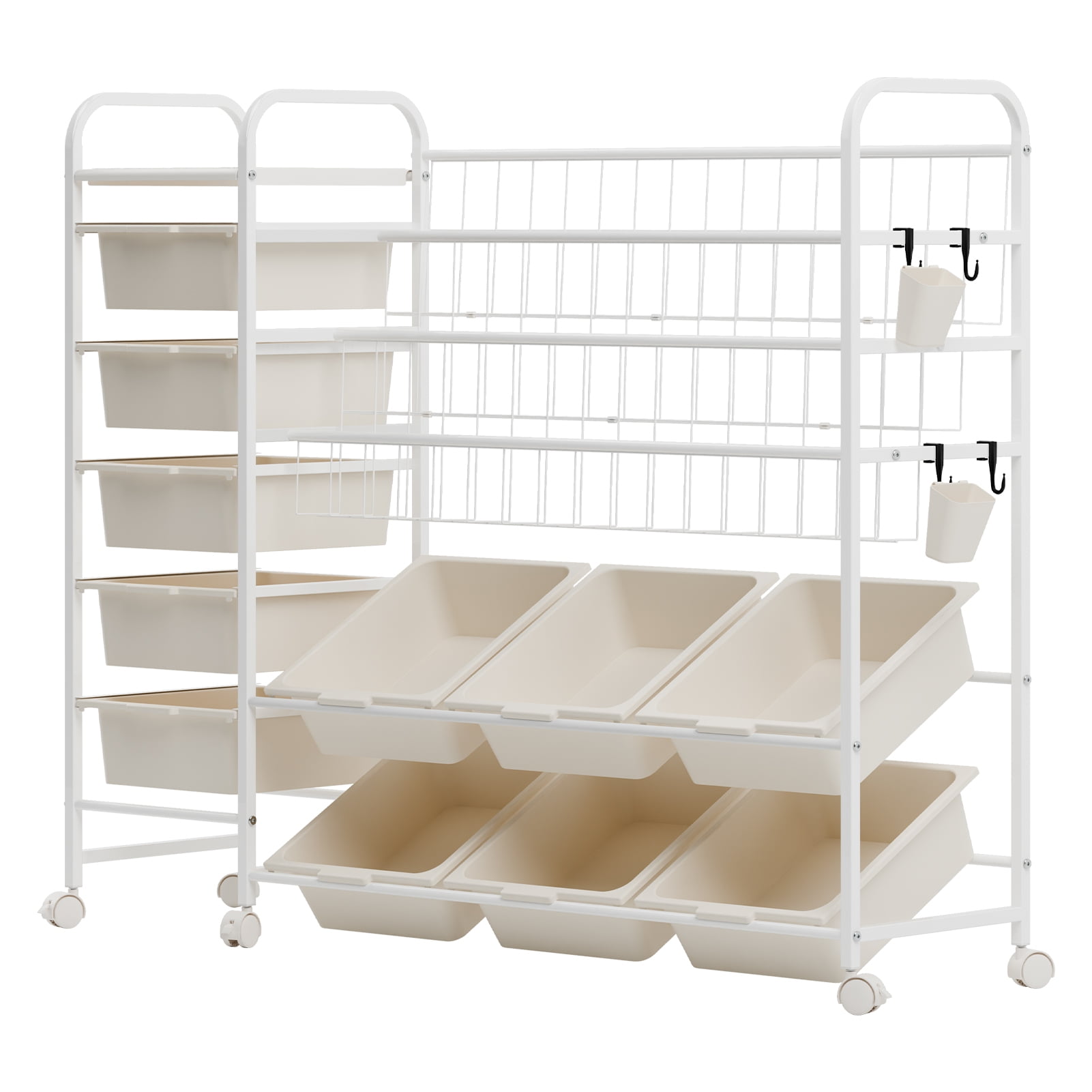 Kids Bookshelf and Toy Organizer with 11 Storage Bins, 3-Tier Book ...