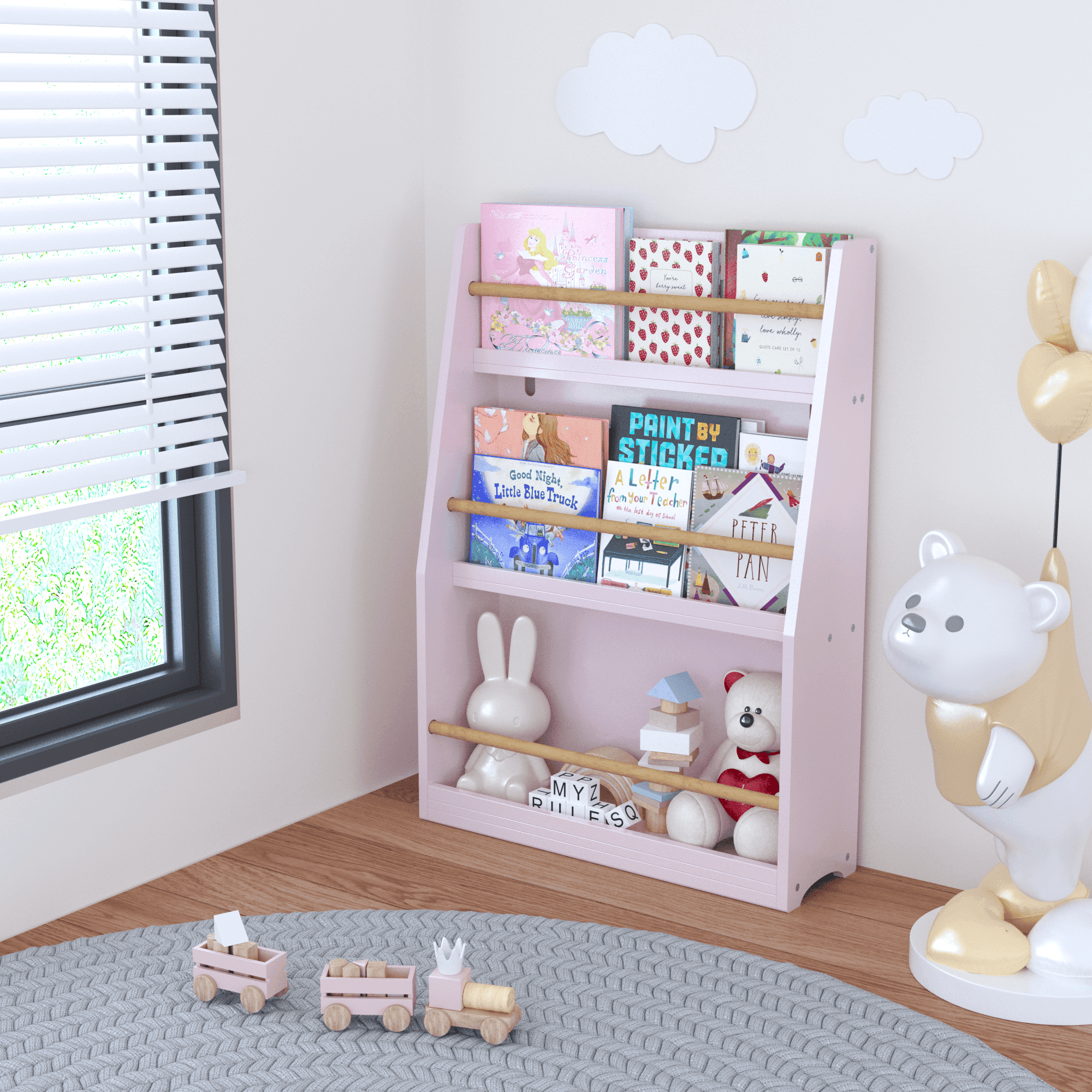 Atumcto 3 Tier Bookshelf for Kids, Montessori Bookcase, Toy Storage ...