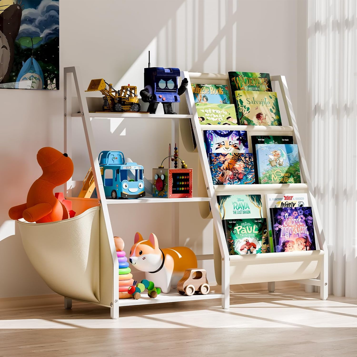 Kids Bookshelf and Toy Organizer, 3 Tier Toy Storage for Kids ...