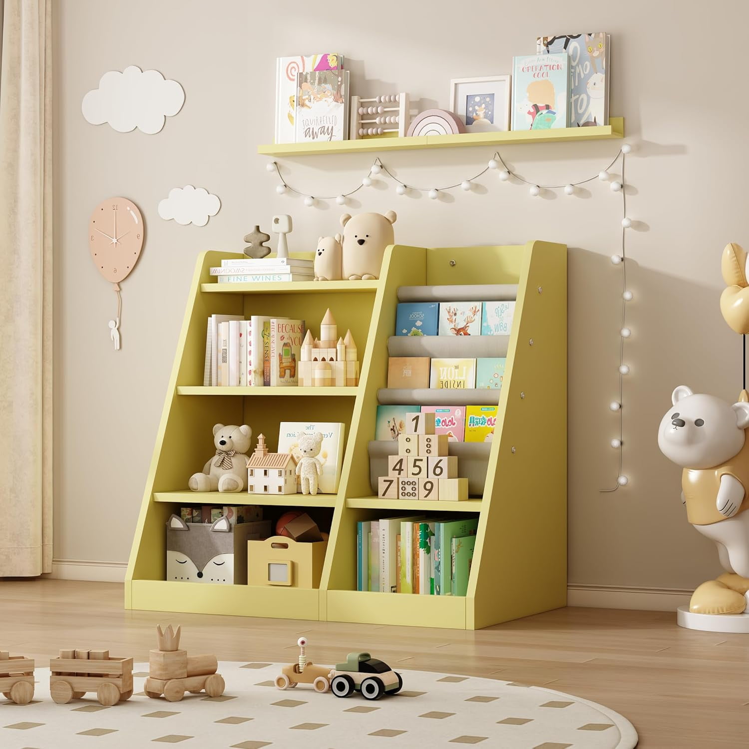 Kids Bookshelf and Toy Organizer,4 Tier Bookshelf for Kids,4 Layer ...