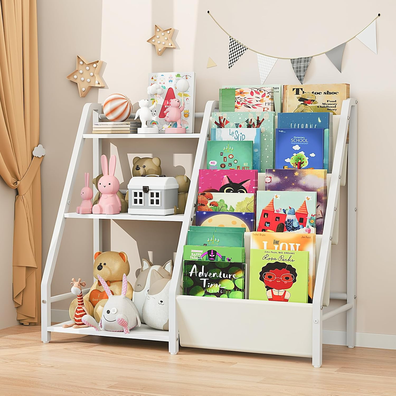 Kids Bookshelf and Toy Organizer, Book Shelf for Kids Rooms,2 in 1 ...