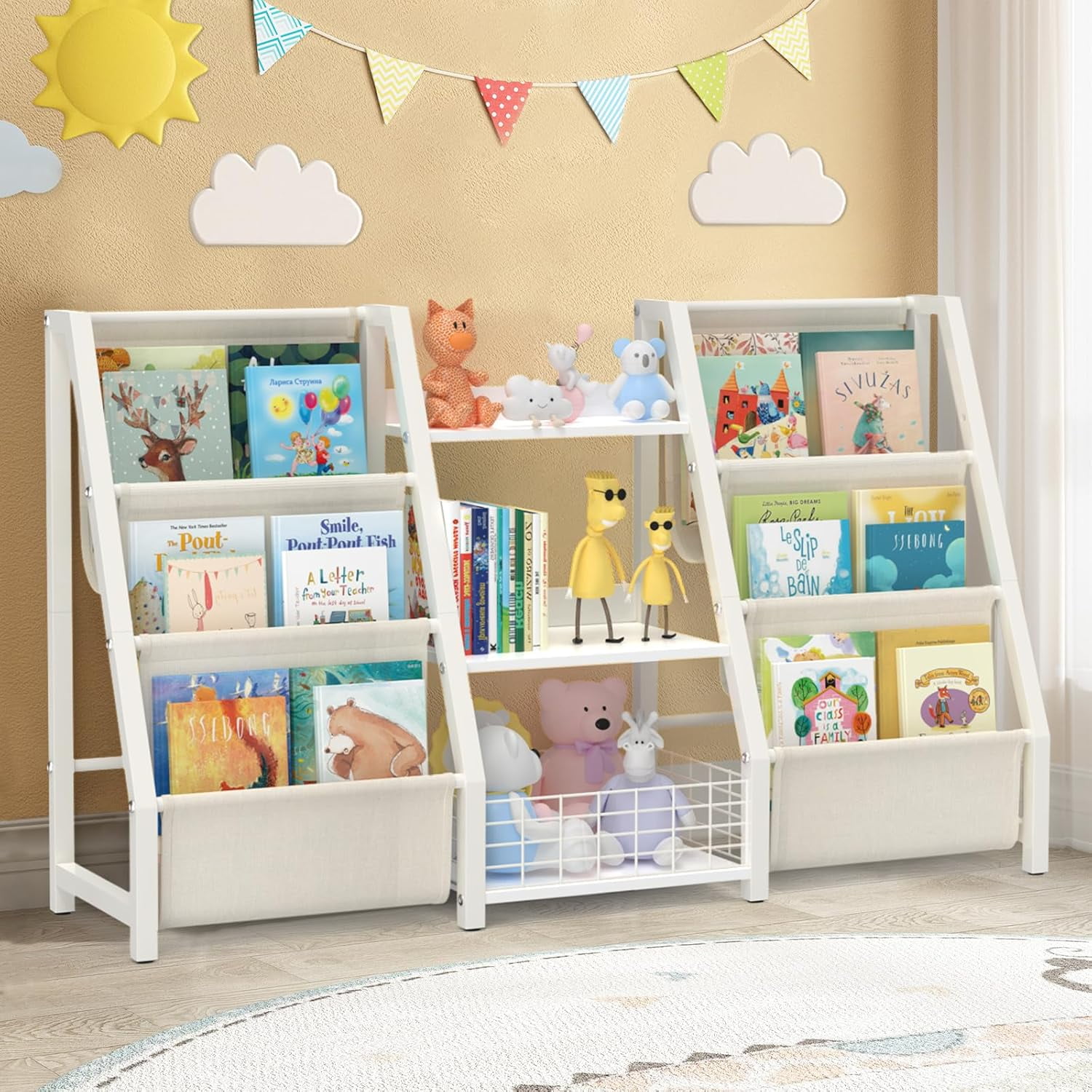 Kids Bookshelf and Toy Storage, 3 Tier Bookshelf for Kids, Montessori ...