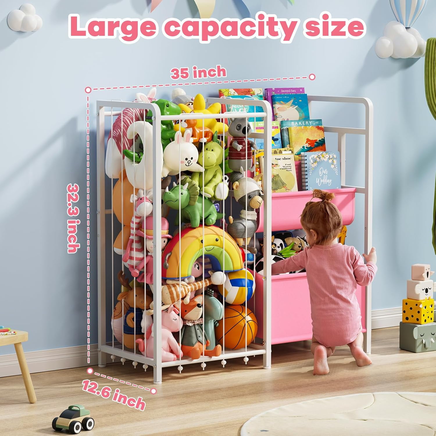 Kids Bookshelf and Toy Storage, 3 Tier Kids Book Shelf for Kid Rooms ...