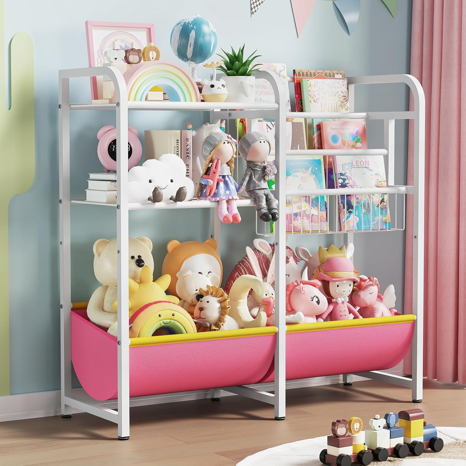 Kids Bookshelf and Toy Storage - 3 Tier Montessori Bookshelf with ...