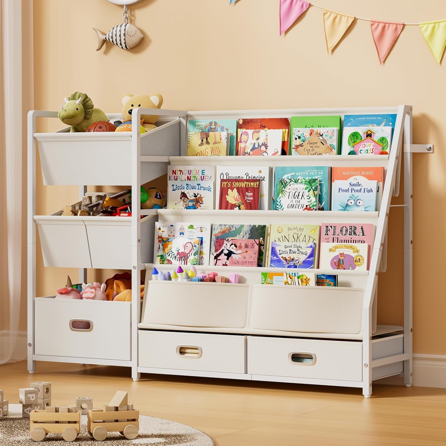 Kids Bookshelf and Toy Storage - Book Shelf for Kids Rooms, Toddler ...