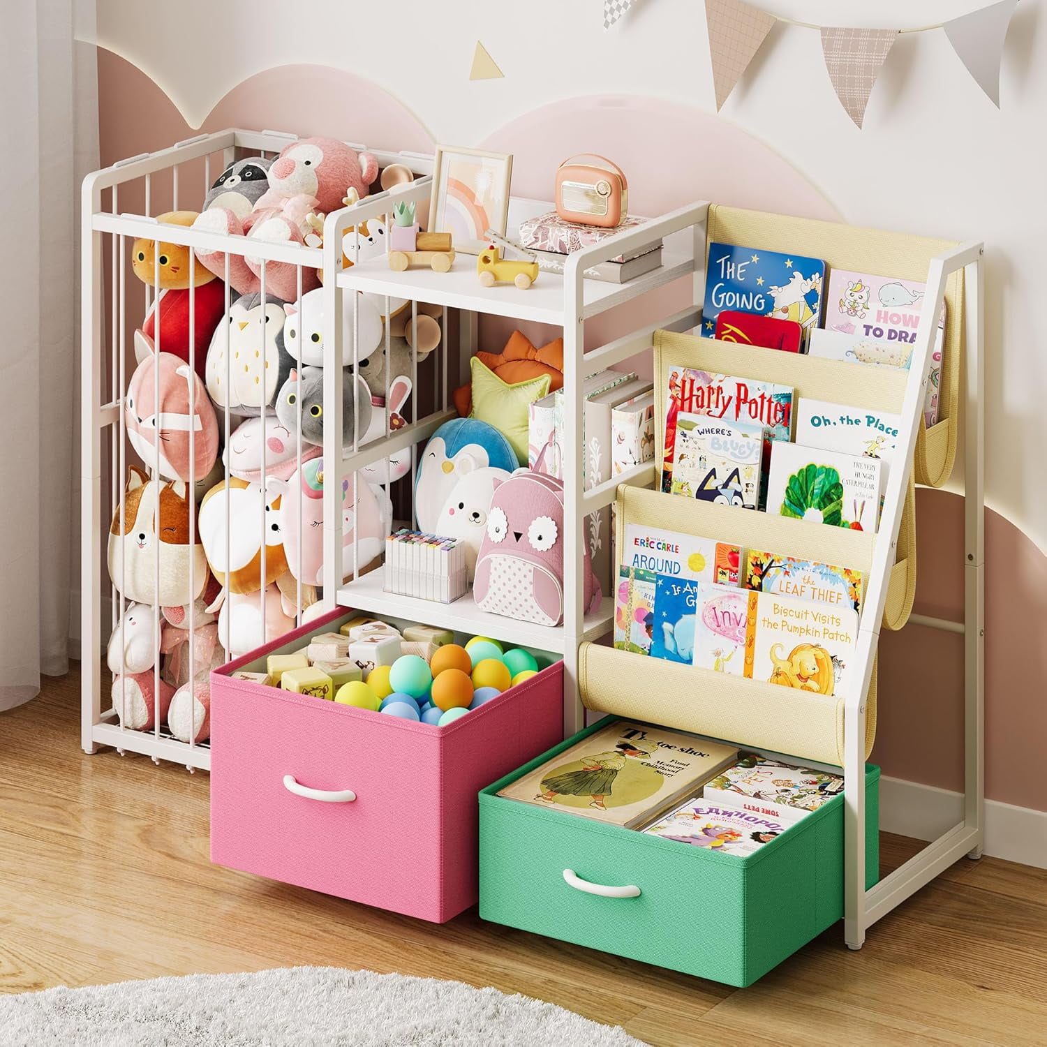 Kids Bookshelf and Toy Storage, Large 3 Tier Book Shelf for Kids Rooms ...
