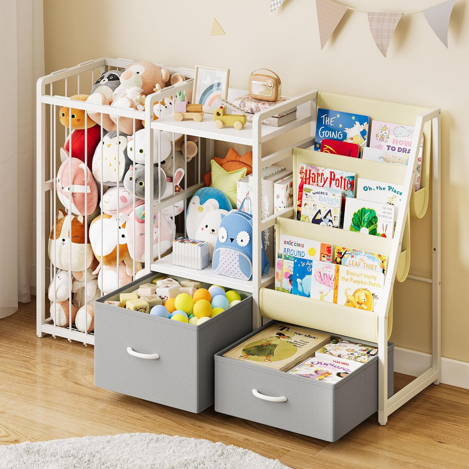 Kids Bookshelf and Toy Storage, Large 3 Tier Book Shelf for Kids Rooms ...