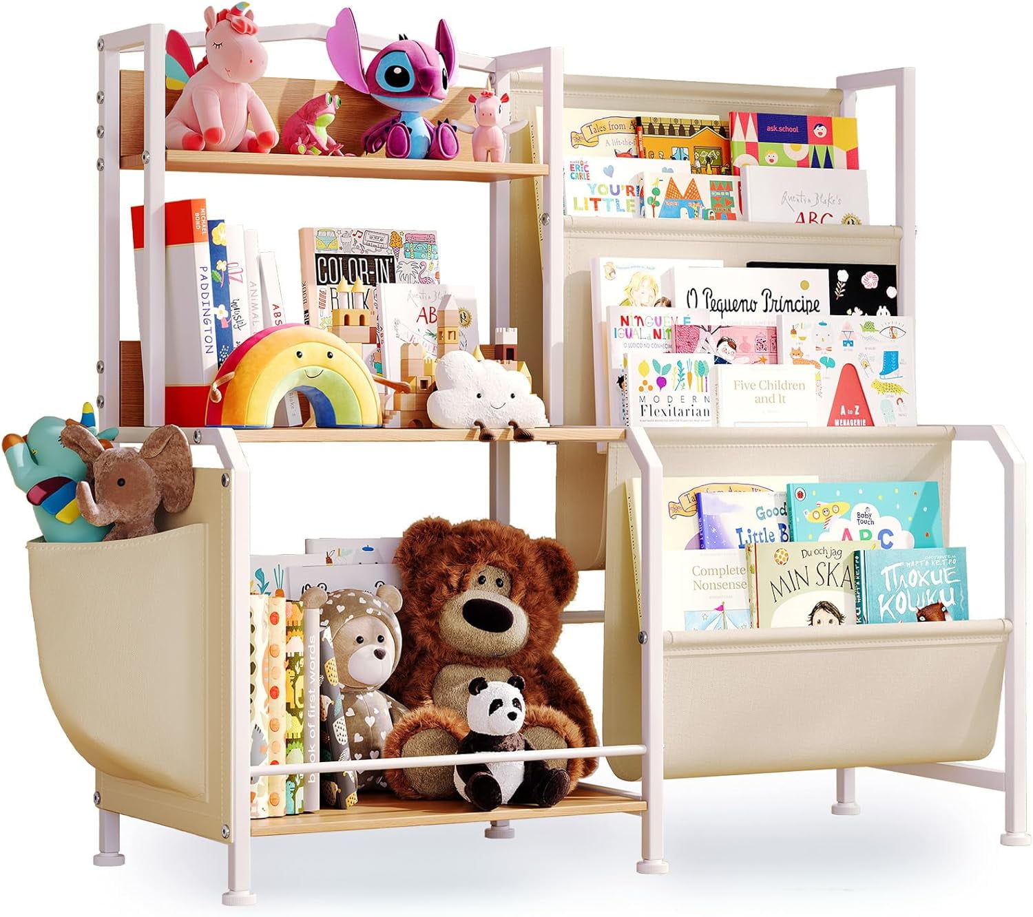 Kids Bookshelf and Toy Storage Organizer, 3 Tier Bookshelf for Kids ...