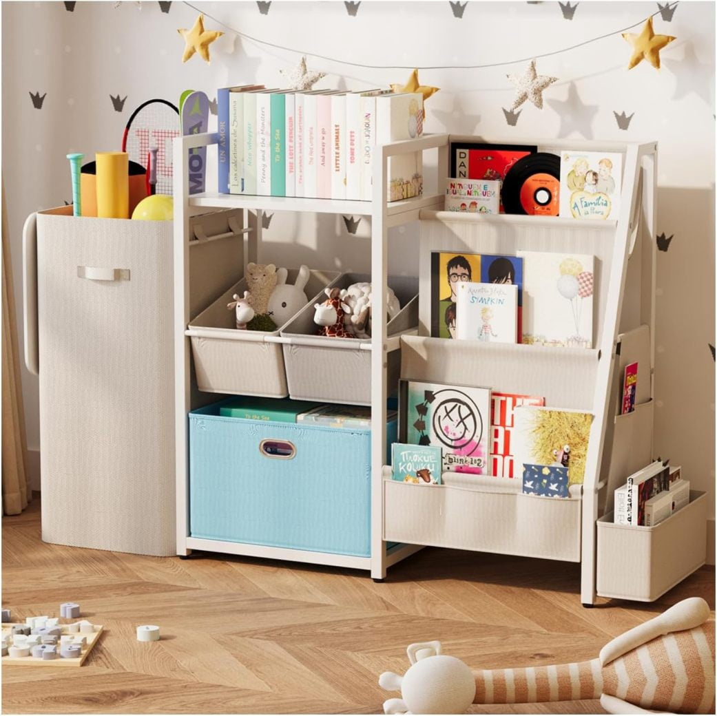 Kids Bookshelf Toy Storage Organizer with Large Sports Equipment ...