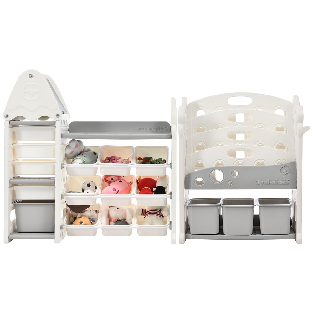 Kids Bookshelf Toy Storage Organizer, Multi-functional Nursery ...