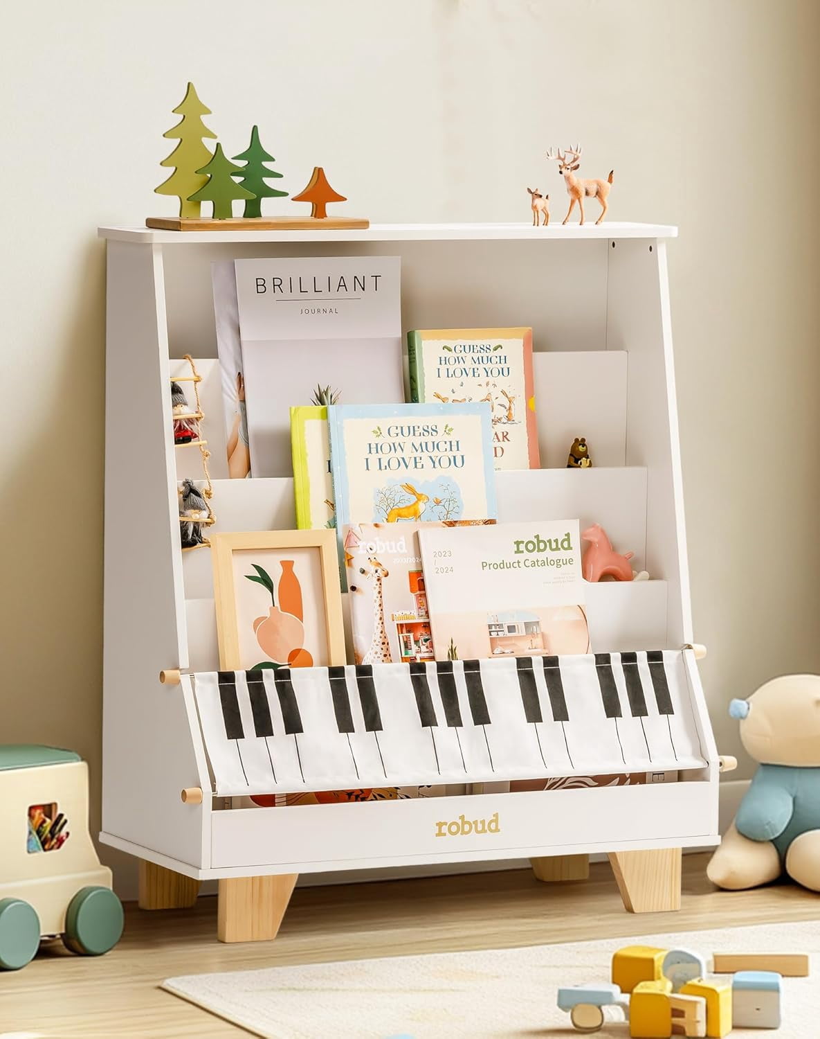 Kids Bookshelf, Wooden Bookshelves with Stability & Sturdiness, 5-Tier ...