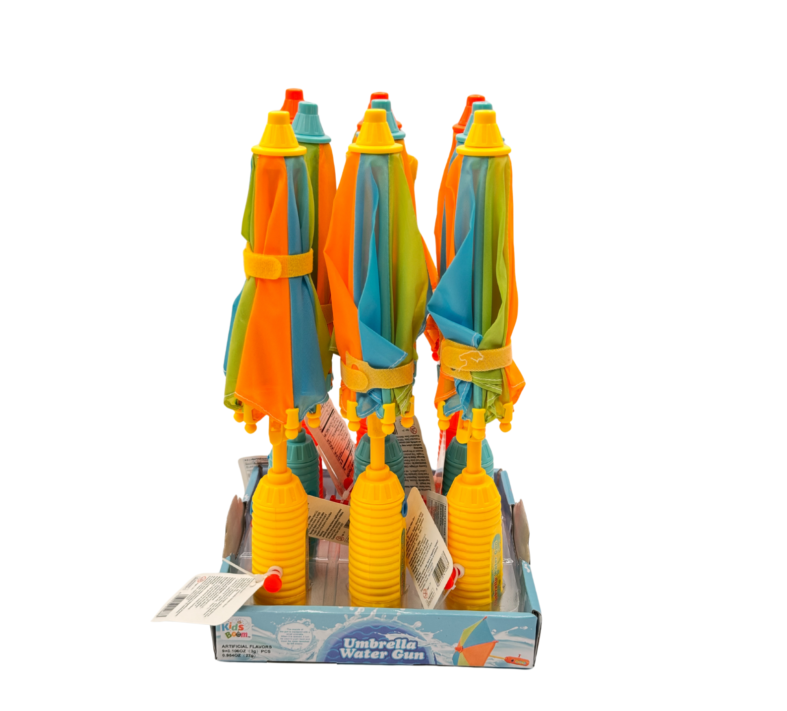 Kids Boom Umbrella Toy Candy – 9 Count Display – Fun Water Gun Candy ...