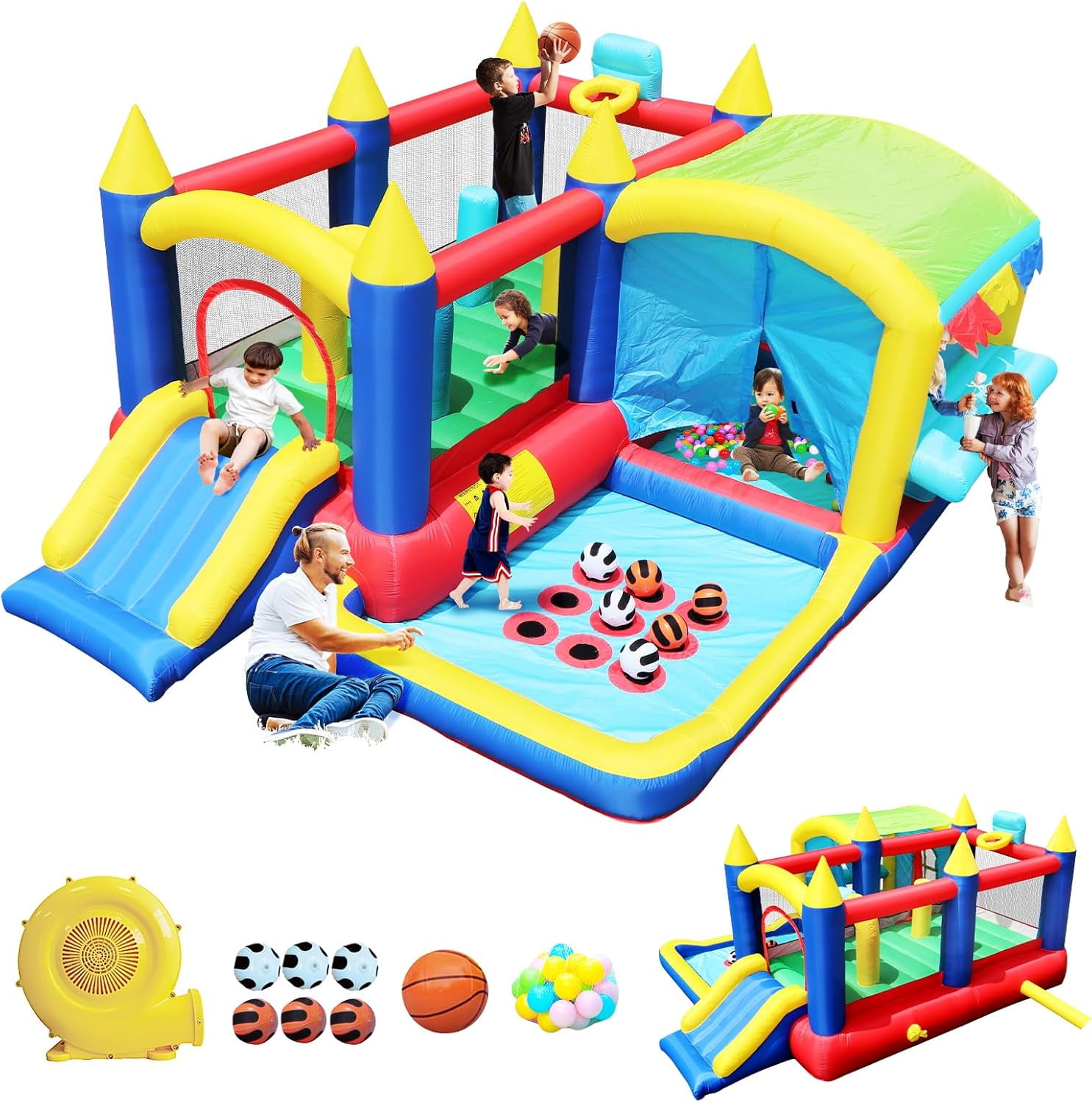 Kids Bounce House, Inflatable Bouncer with Air Blower, Blow Up Jumping ...