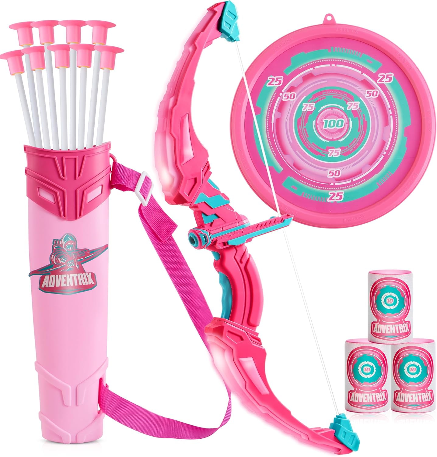 Kids Bow and Arrow Set with LED Flash Lights, Outdoor Archery Set Toy ...