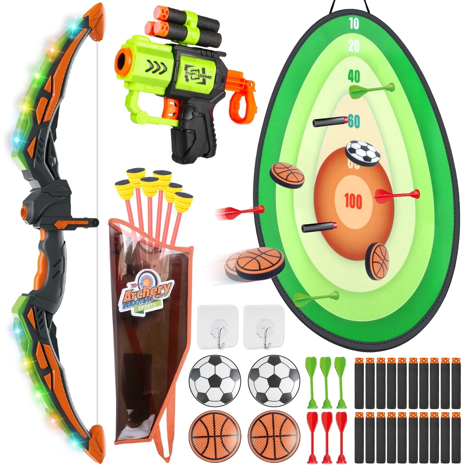 Hot Bee 5-in-1 Kids Bow and Arrow Set, LED Light-Up Bow, Avocado Target ...