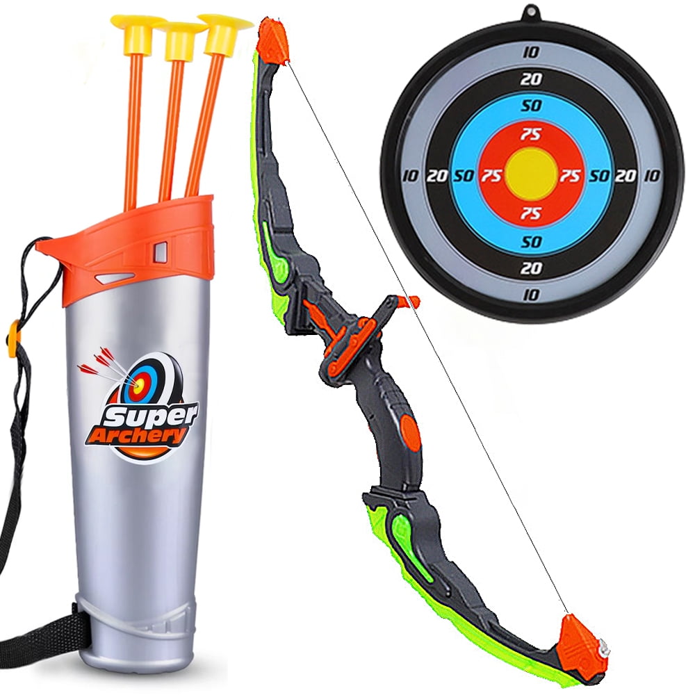 Kids Bow and Arrow Set Led Light up Archery Toy Set with 3 Suction Cup ...