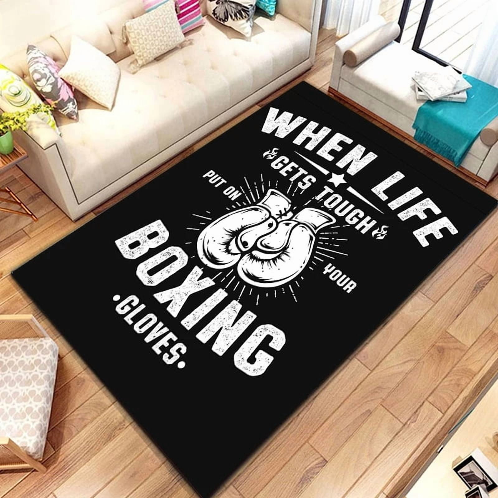 Kids Boxing Gloves Carpet Boxing Sport Theme Area Rug Indoor Entryway ...