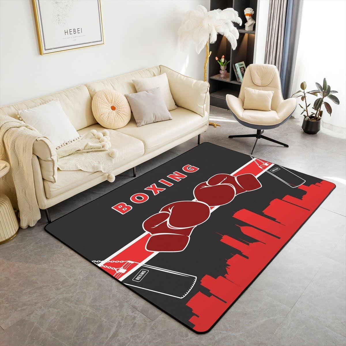 Kids Boxing Gloves Carpet Boxing Sport Theme Area Rug Indoor Entryway ...