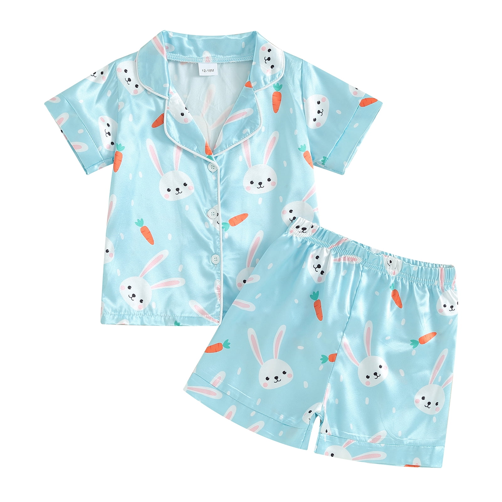 Kids Boy Easter Pajamas Sets Cute Bunny Print Button Short Sleeves ...