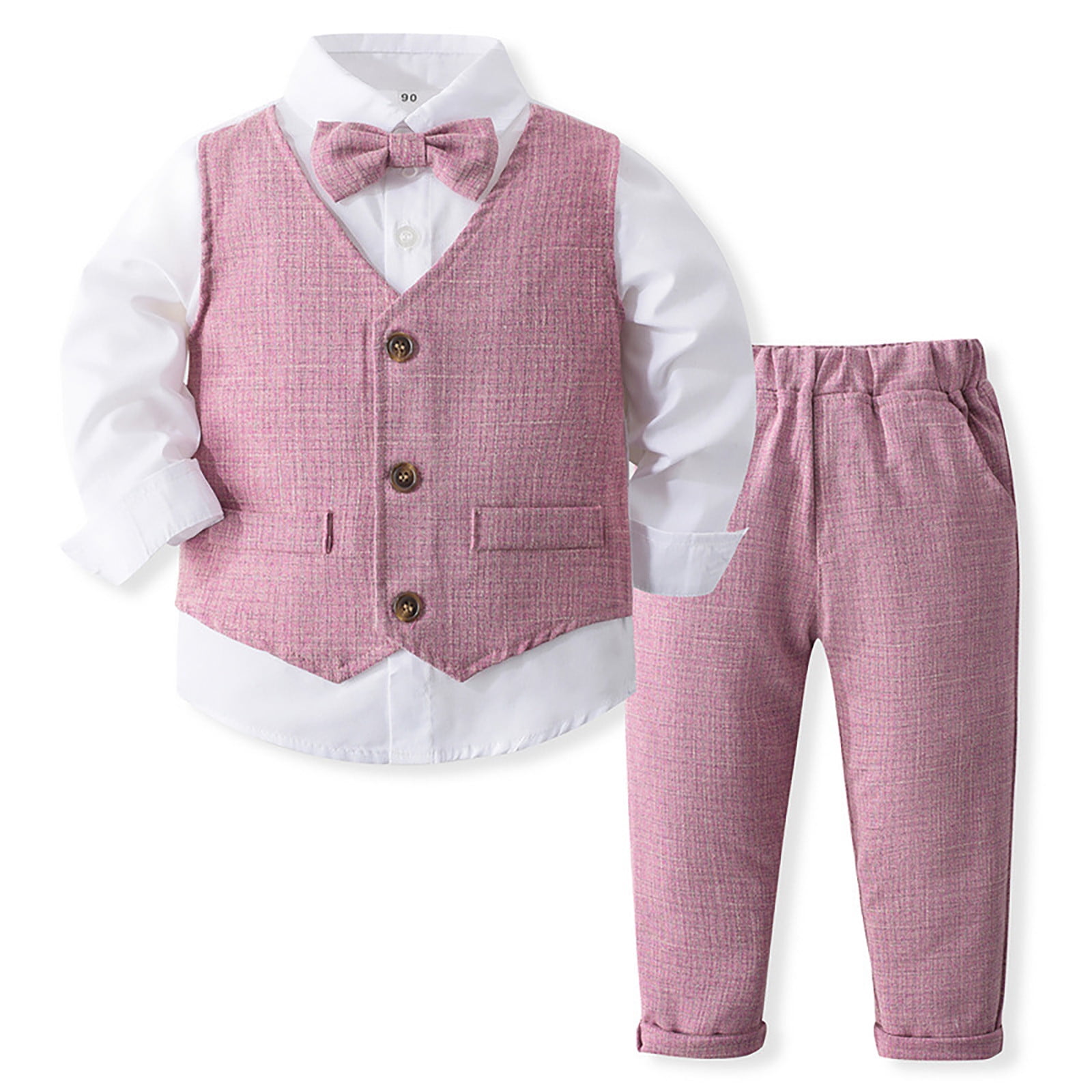 Kids Boy Gentleman Wedding Outfits Formal Dress Shirt Vest Pants Easter ...