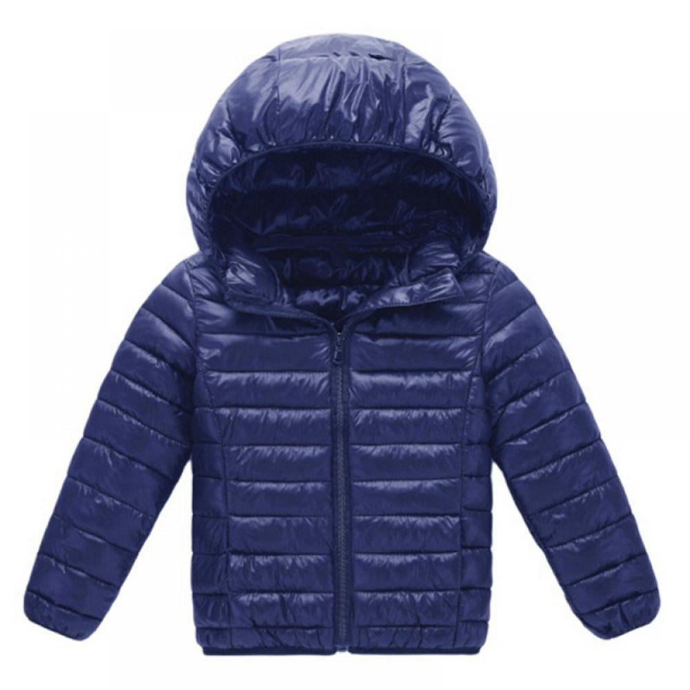 Kids Boy Girl Outerwear Winter Warm Hooded Puffer Jacket Lightweight Water-Resistant Puffer Hood ...