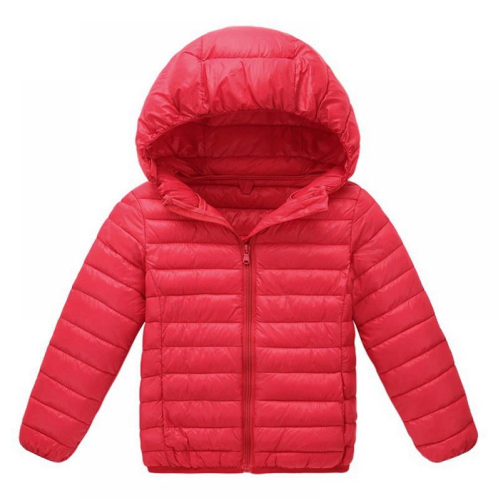 Kids Boy Girl Outerwear Winter Warm Hooded Puffer Jacket Lightweight Water-Resistant Puffer Hood ...