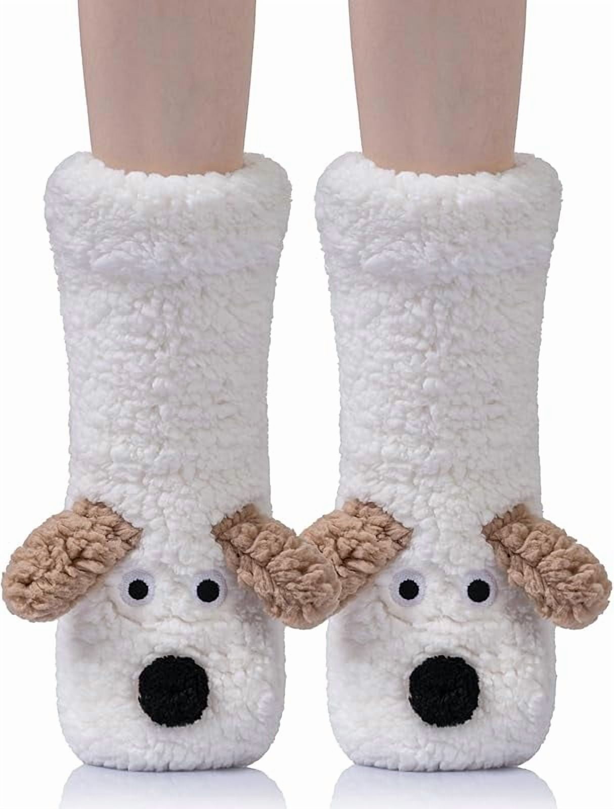 Kids Boy Girls Slipper Socks Crazy Funny Fuzzy Cute Animal Grips Winter ...