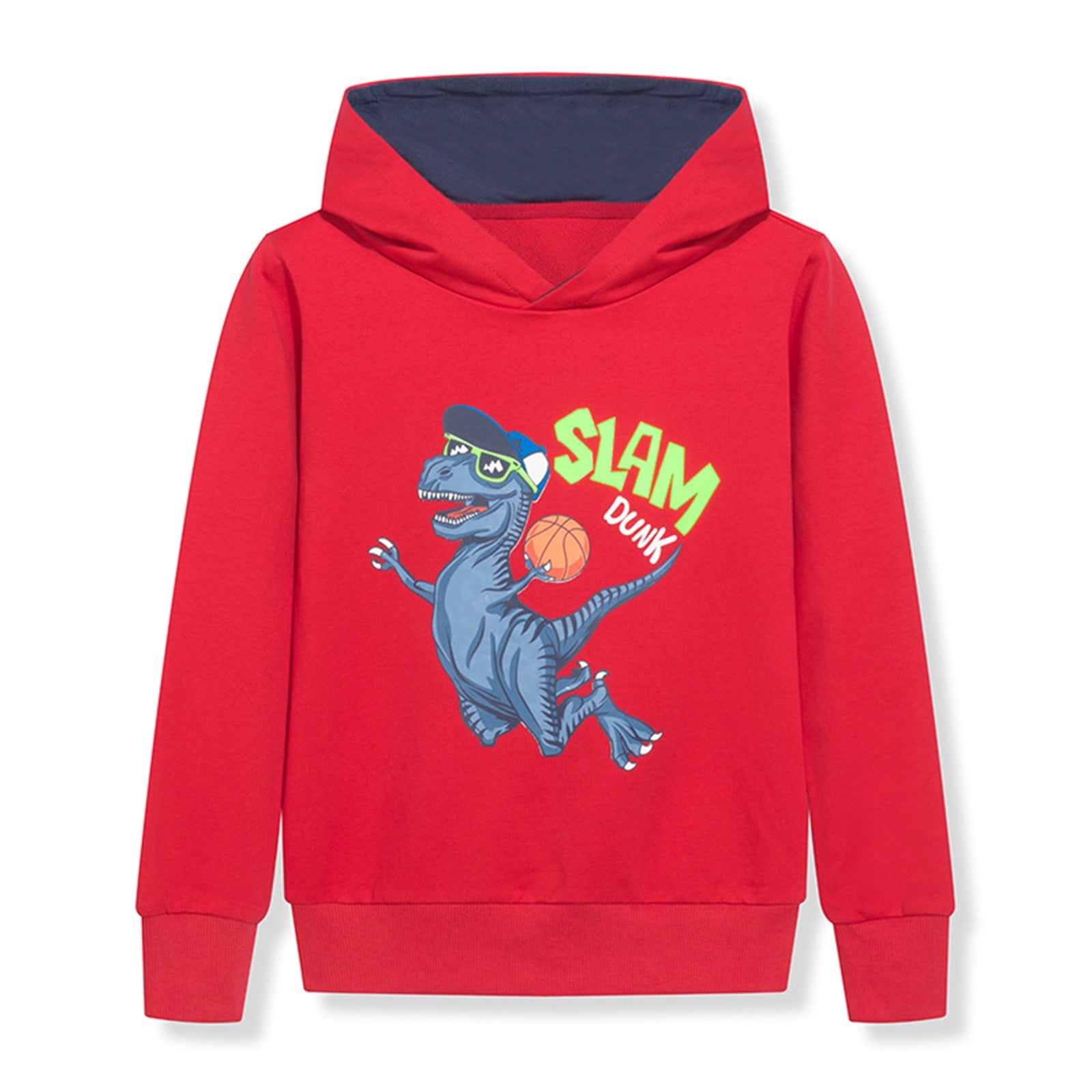 Kids Boy Hoodies Crewneck Hooded Sweatshirts Long Sleeve Dinosaur ...