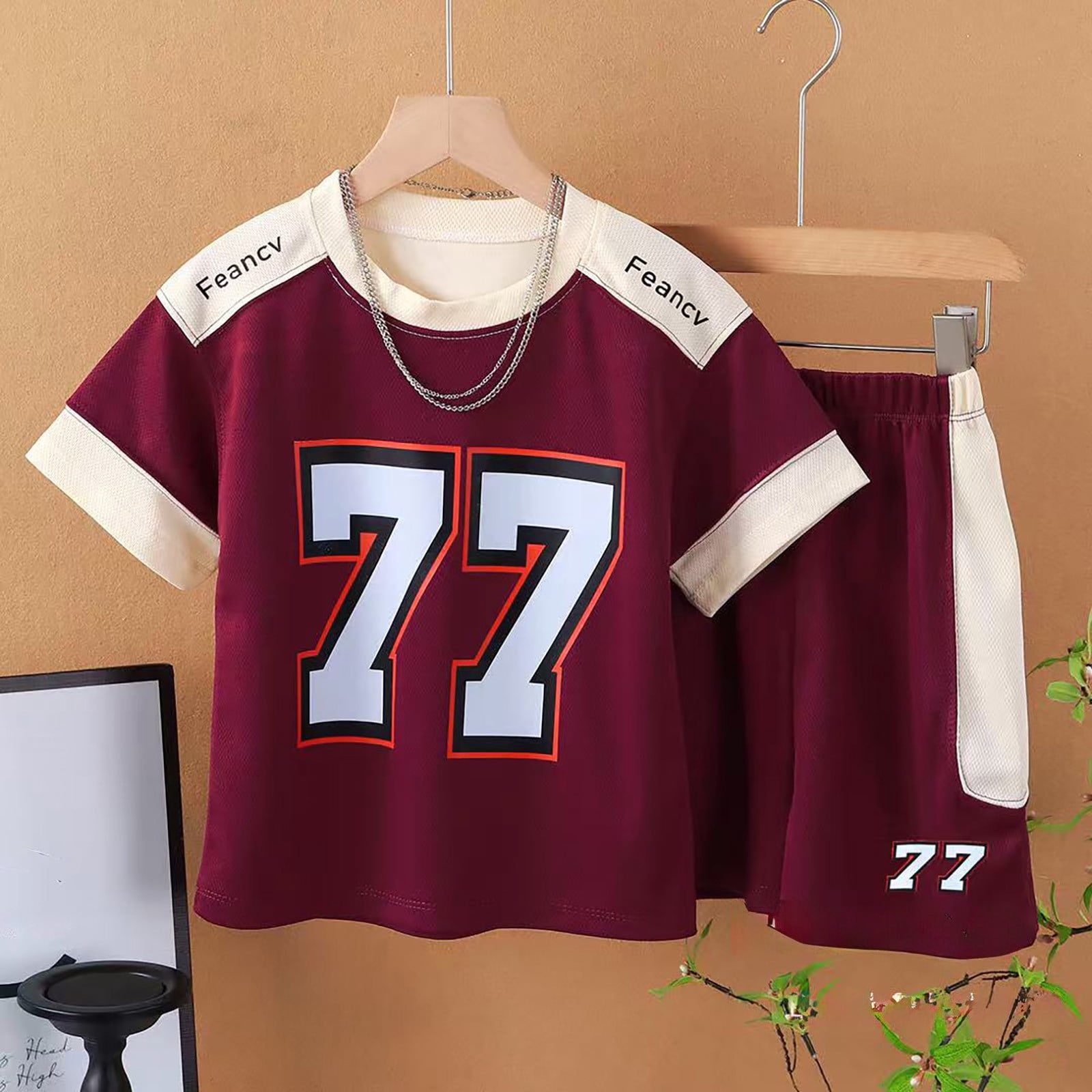 Kids Boy Outfit Set Numbers Short Sleeve Tops Shorts Crew Neck Baby Boy ...