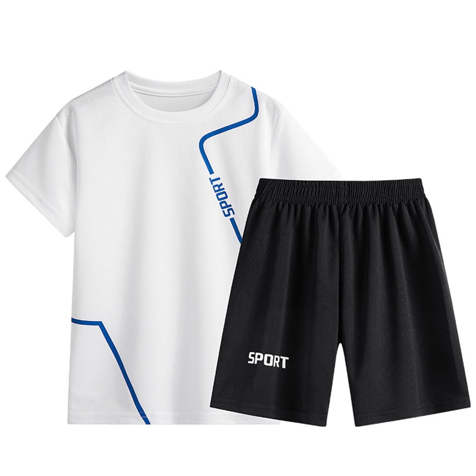 Kids Boy Outfits Set Solid Shirt Short Sets Crew Neck Summer Clothing ...