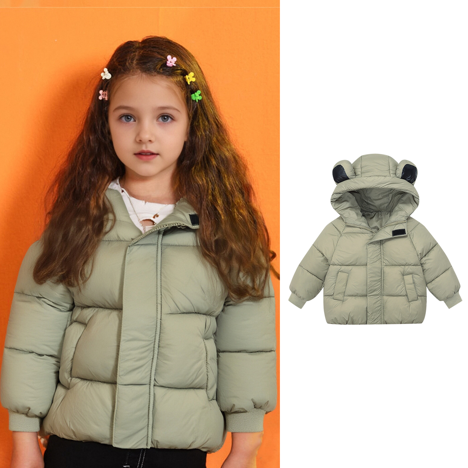 Kids Boy Winter Coat Puffer Jacket Zipper Long Sleeve Kids Warm Winter ...