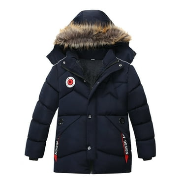 Urban Republic Boys' Winter Jacket, Heavyweight Wool Blend Peacoat with Faux-Fur Lining and Flap ...
