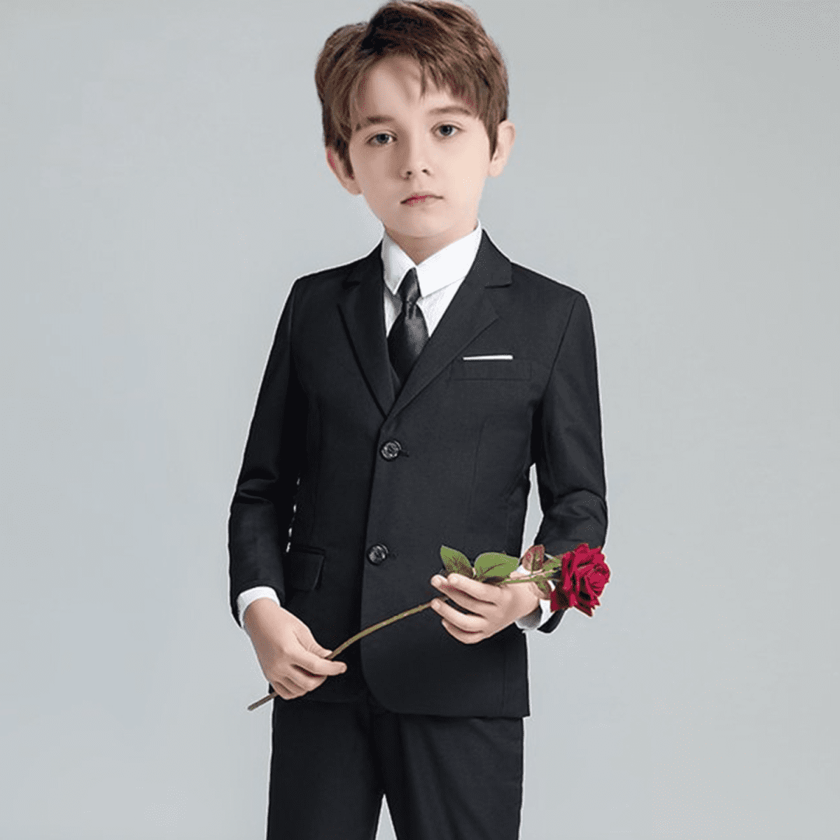 Kids Boys 5 Pieces Gentleman Suits Slim Fit Formal Wedding Party Suits ...