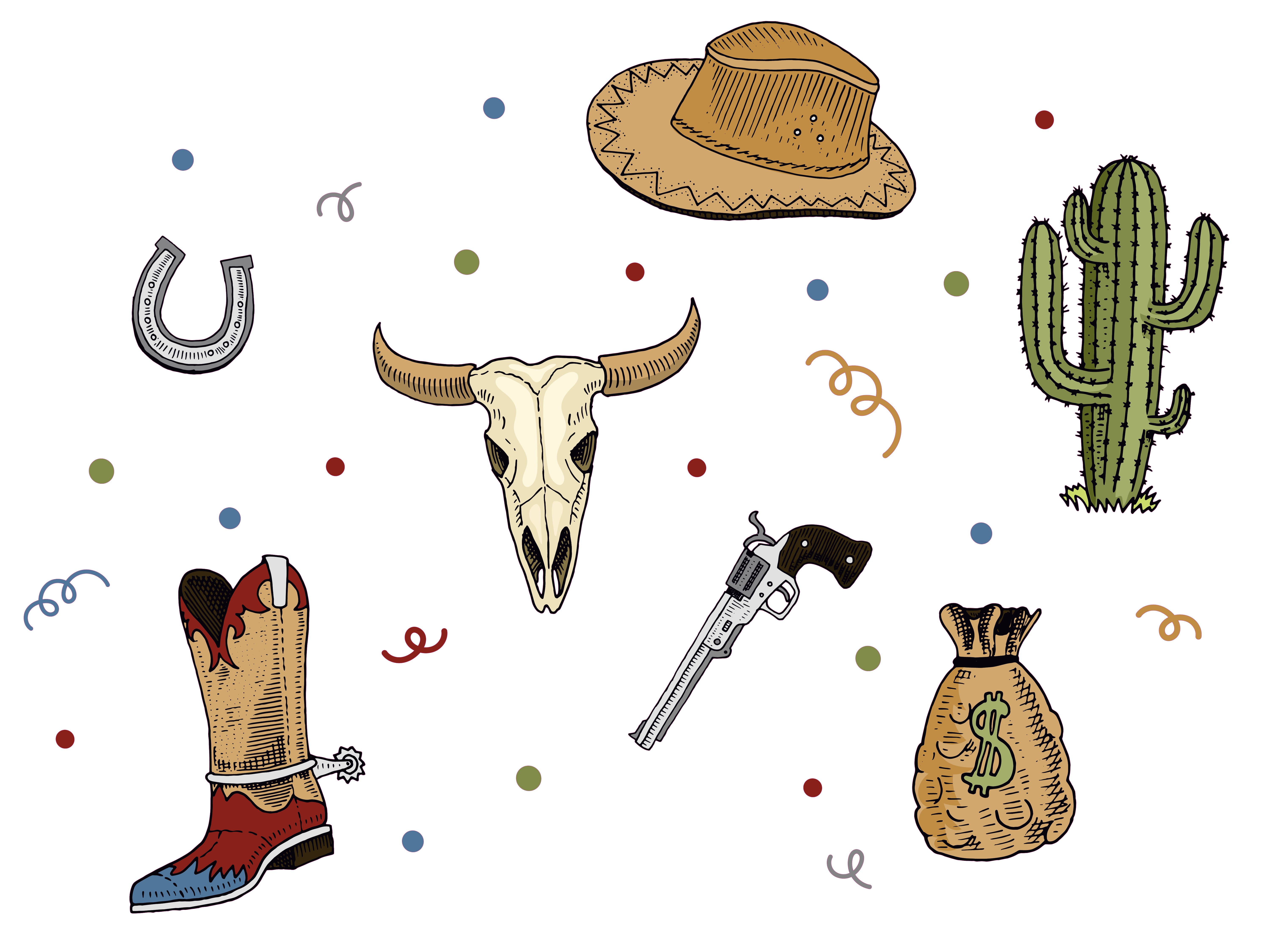 Kids Boys Bedroom 15" x 20" Wild West Themed Cowboy Vinyl Adhesive Wall ...