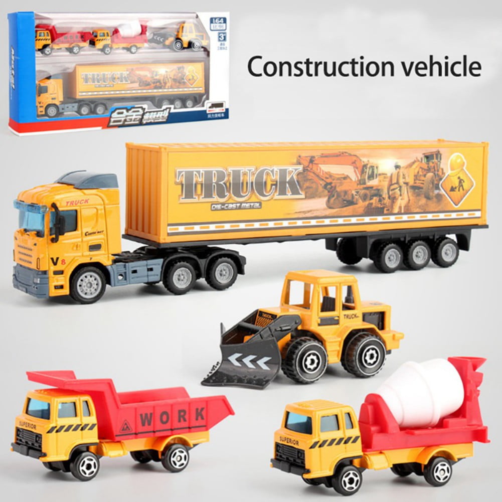 Kids Boys Construction Vehicles Play Set, Container Truck,Dump Truck ...