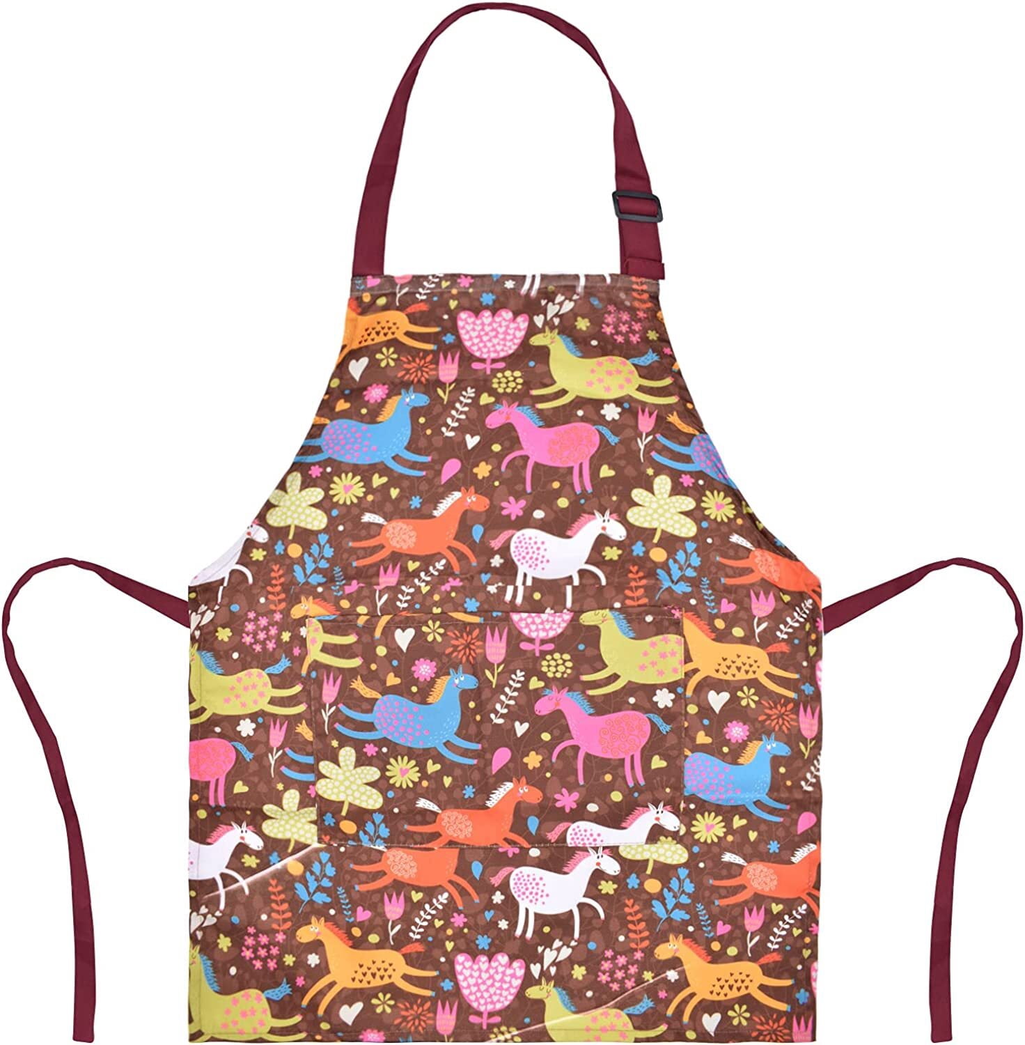 Kids Boys Dinosaur Apron with Pocket, Girls Unicorn Aprons for Cooking ...