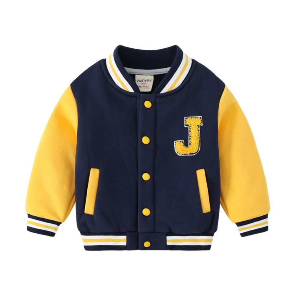 Kids Boys Girls Baseball Jacket Varsity Style Button Down Thicken ...